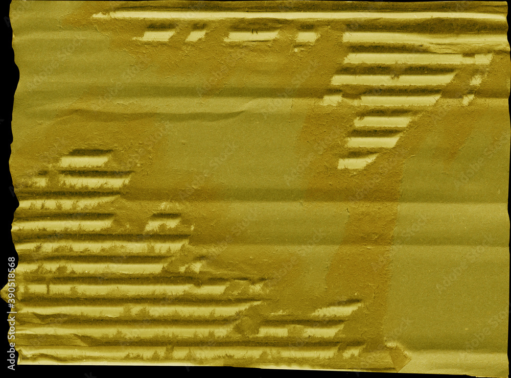 Close up of a yellow vintage torn sheet of carton. Cardboard paper ...