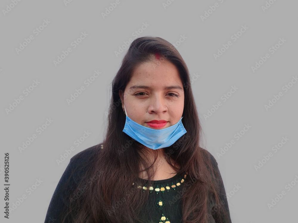 Young asian woman wears mouth face mask, wrong way, incorrect wearing ...