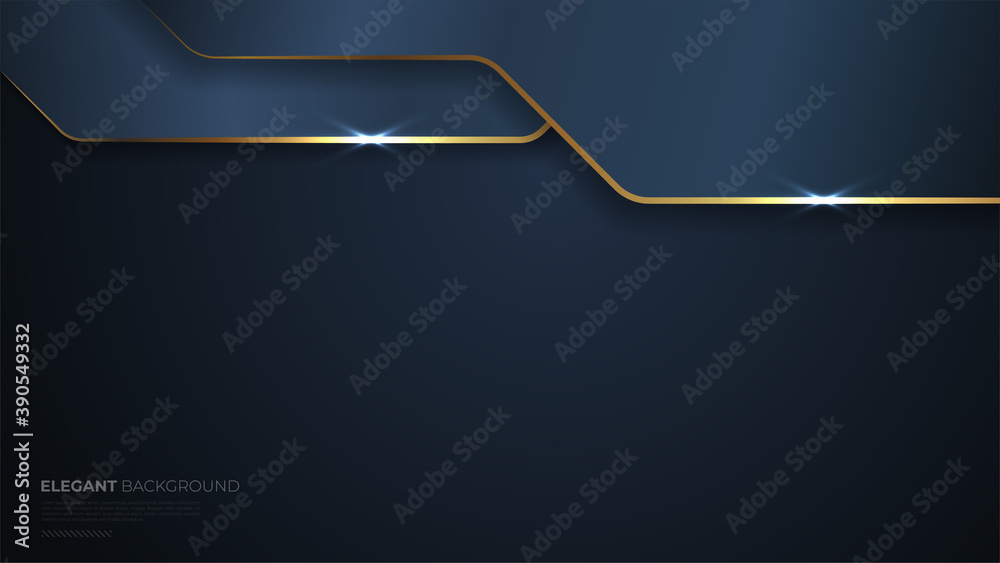 abstract background dark navy blue with golden line banner. Elegant for ...