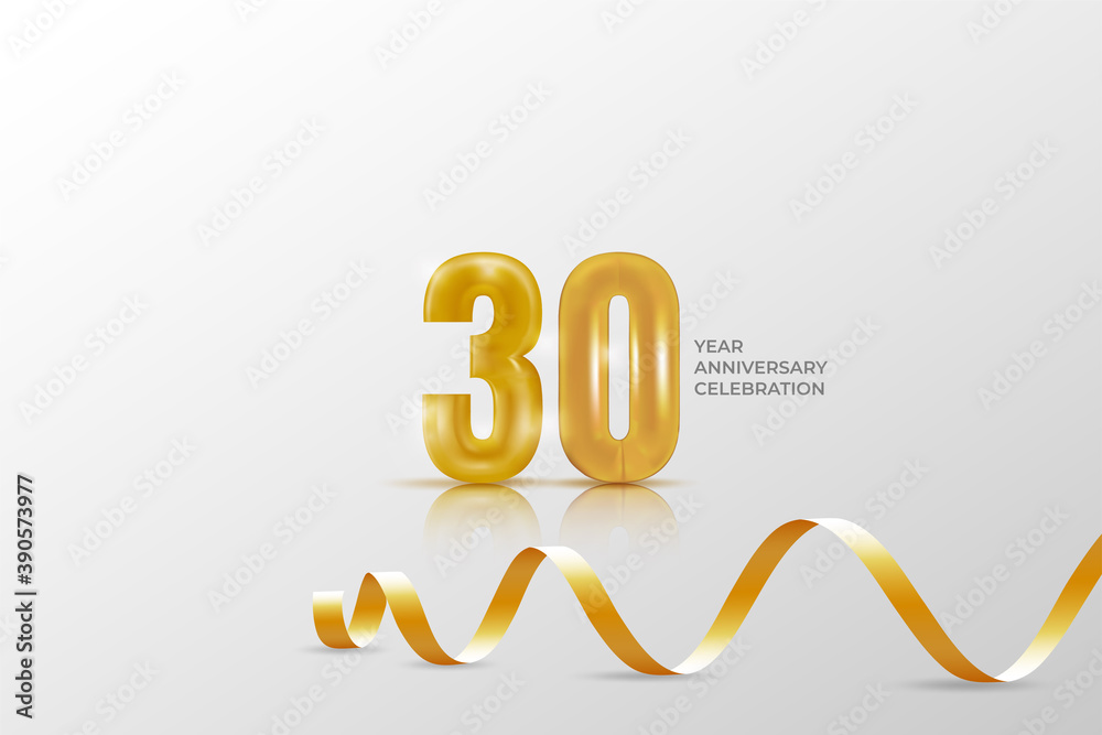 30 year anniversary banner template. illustration vector with golden ...