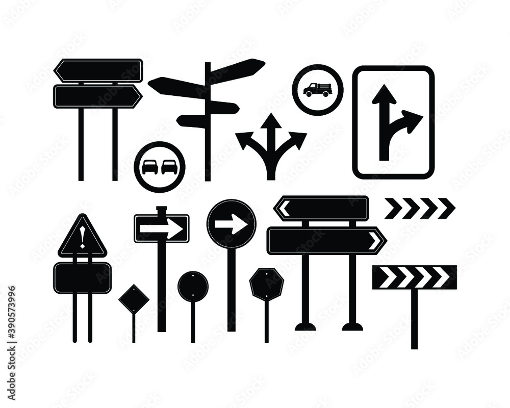 Road sign, crossroads, highway sign, silhouette, vector, files, eps ...