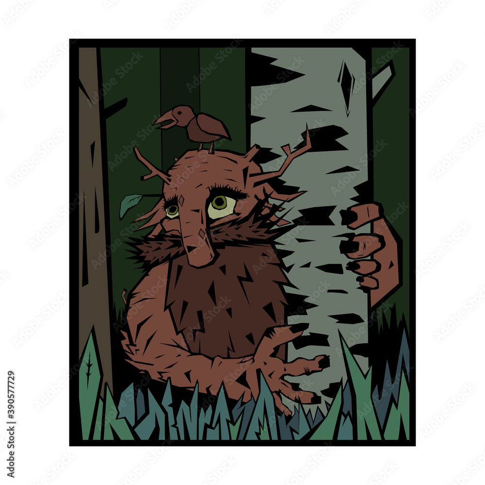 The forest creature is a goblin. Vector halloween character Stock ...