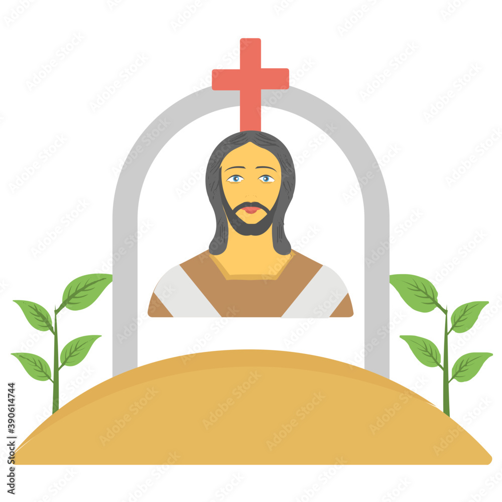 Grave and a gravestone with avatar of jesus and cross sign is ...