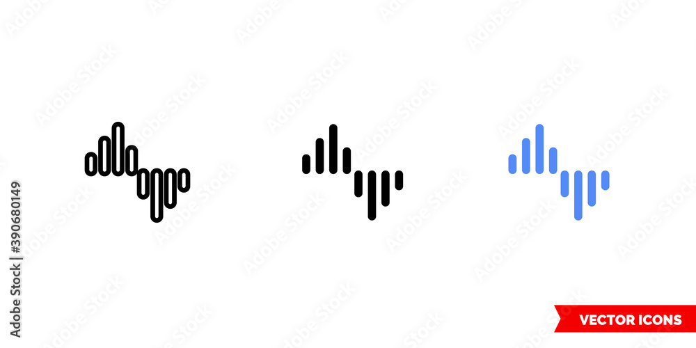 Sample rate icon of 3 types color, black and white, outline. Isolated ...