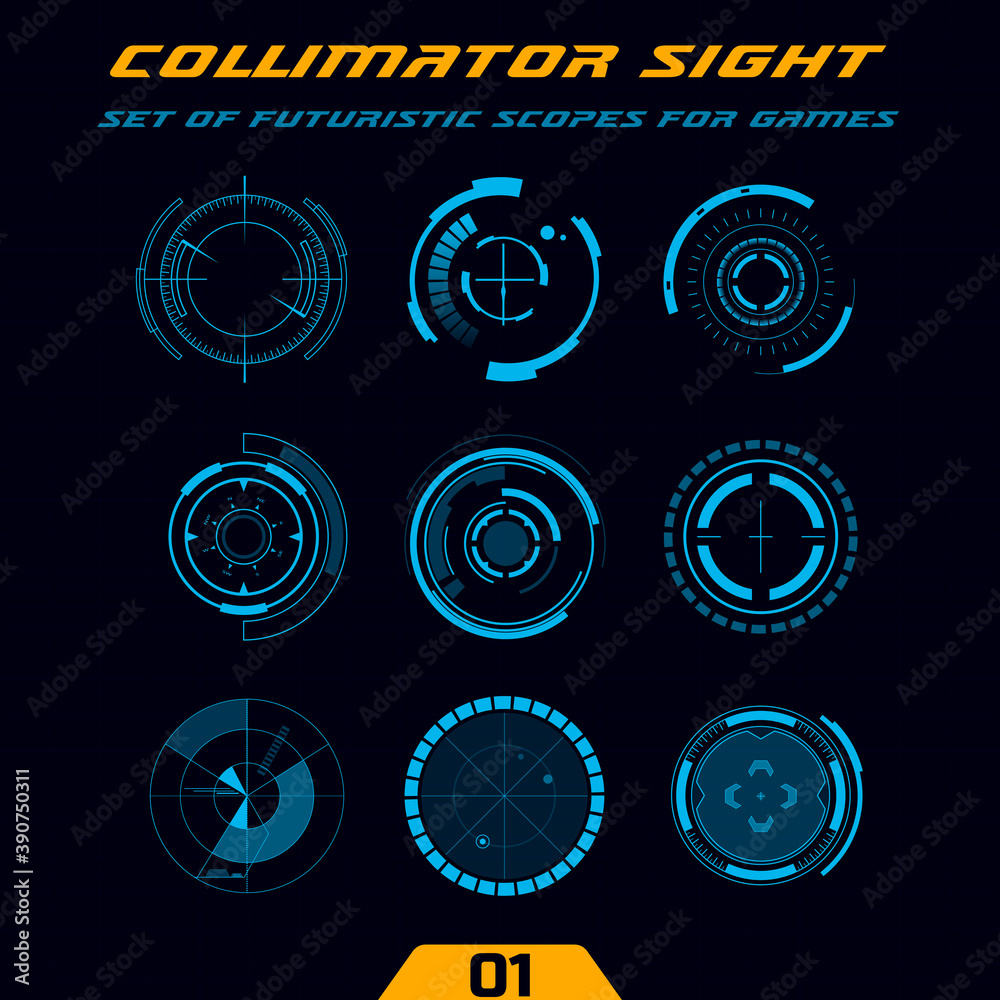 Futuristic circular HUD. Military collimator sights, weapon scopes ...