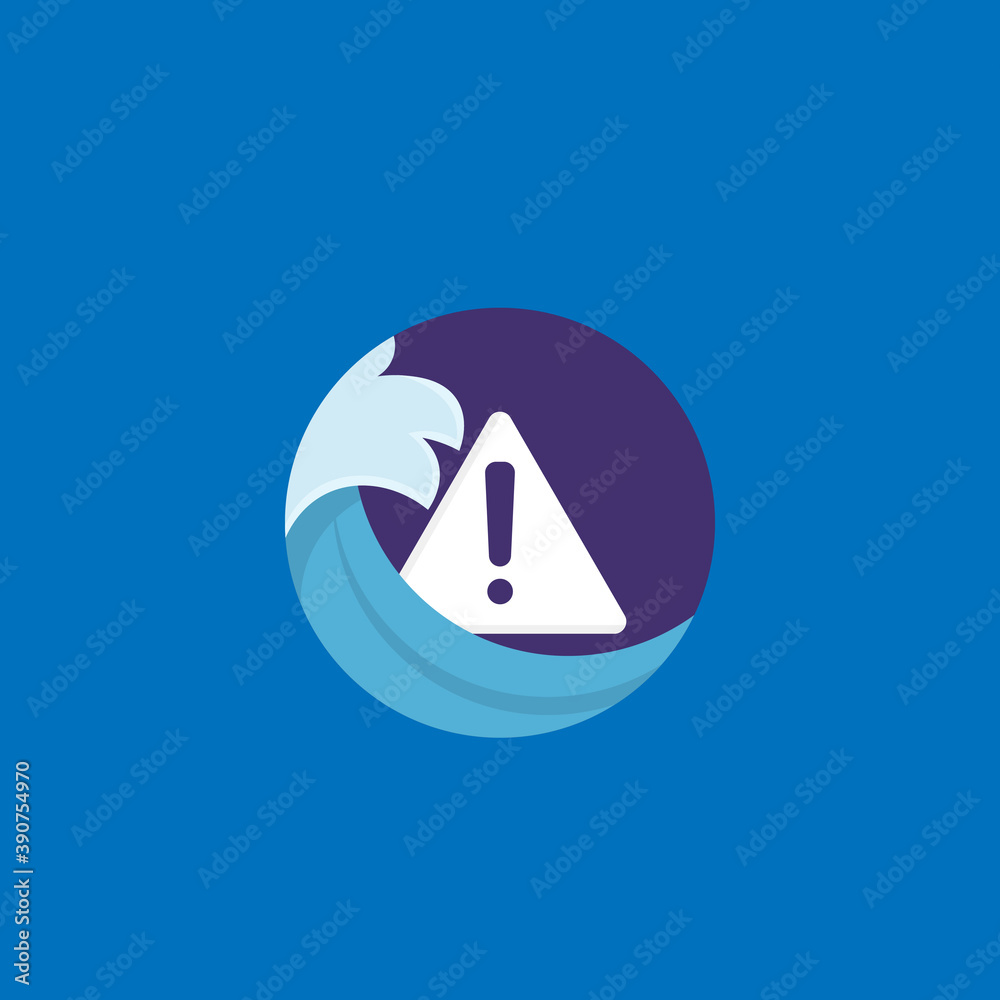 concept icon for warning of a flood or tsunami disaster. illustration ...