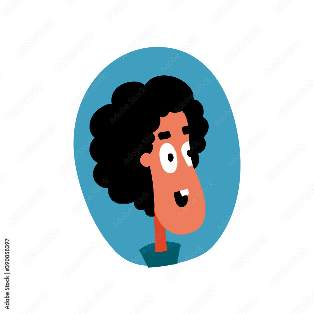 Boy head in circle vector drawing, Happy Kids Vector illustration ...