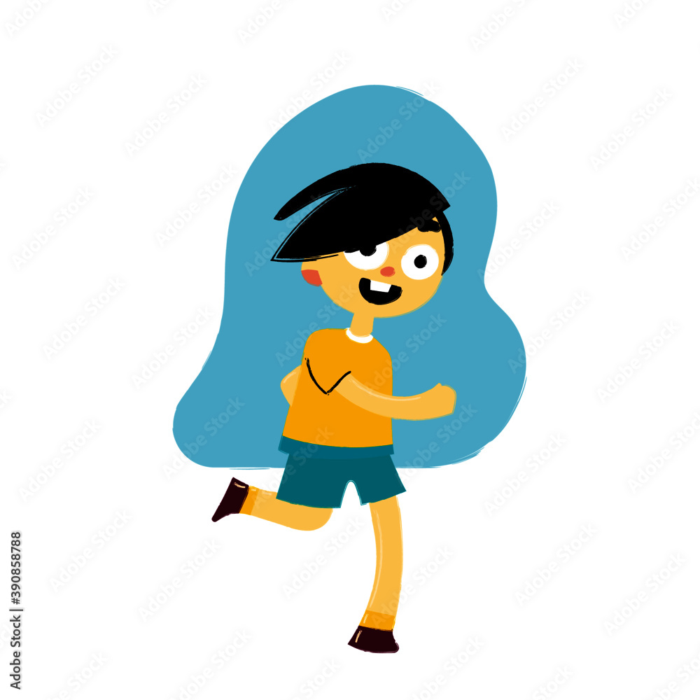Running Boy vector drawing, Happy Kids Vector illustration. Stock ...