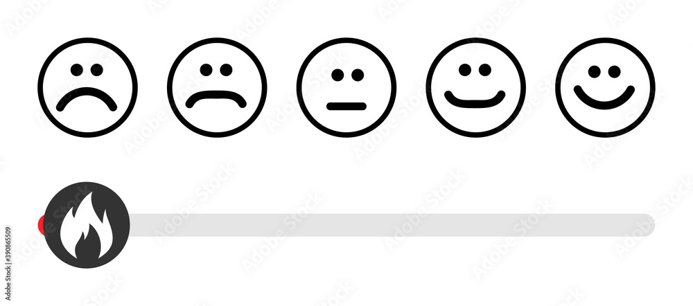 Customer icon emotions satisfaction meter with different symbol on ...