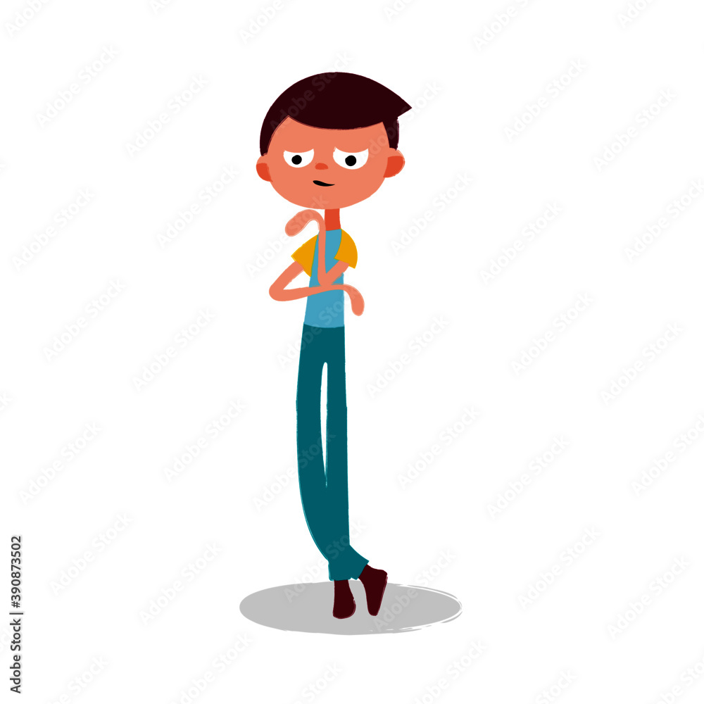 A thinking Boy vector drawing, Happy Kids Vector illustration. Stock ...