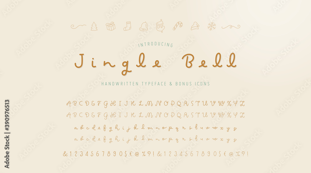 Hand written typography typeface script font and uppercase, lowercase ...