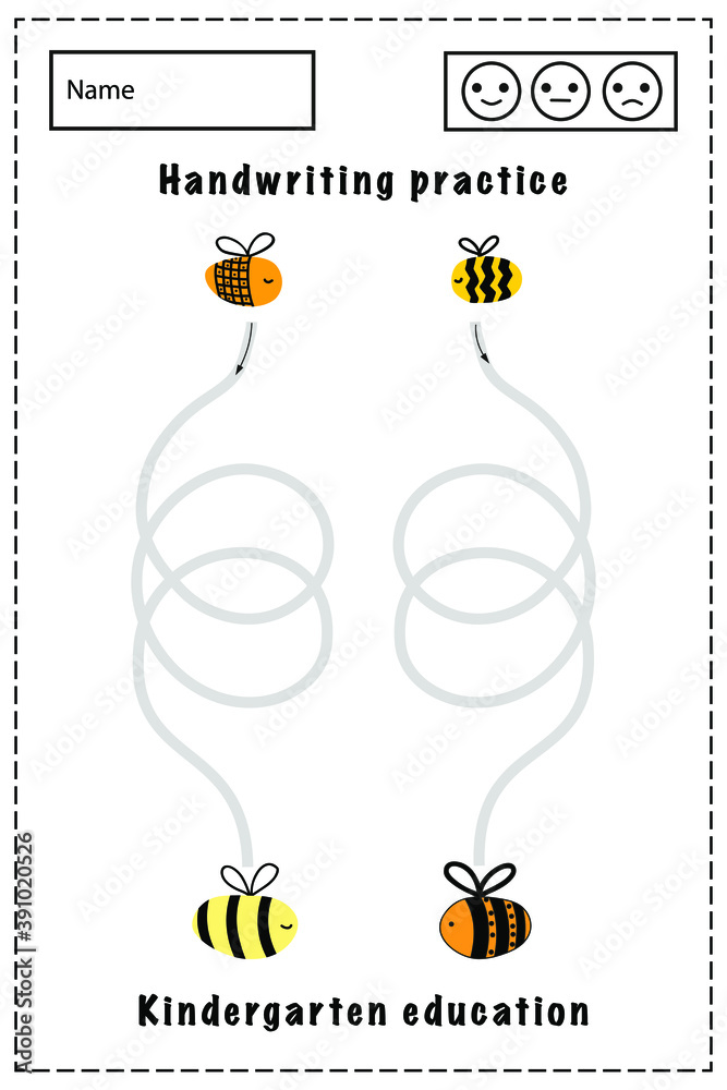 Vector de Stock Handwriting practice sheet. Educational children game ...
