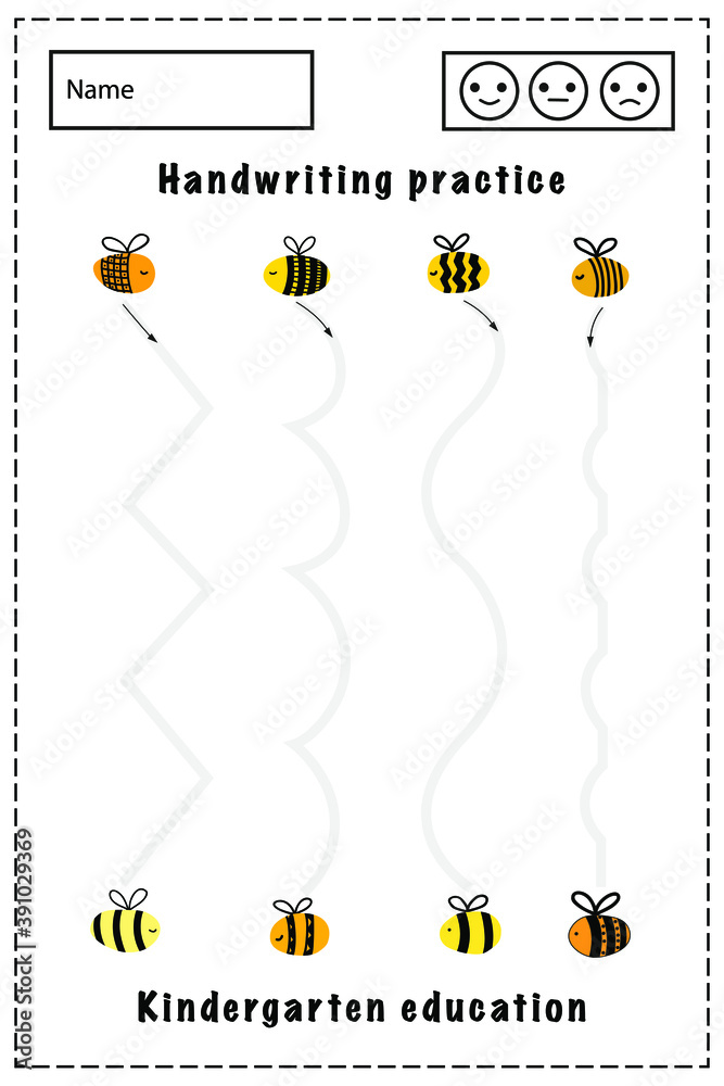 Handwriting practice sheet. Educational children game, printable ...