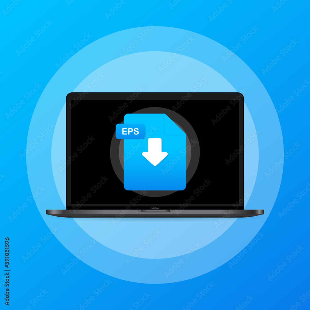 Laptop and download EPS file icon. Document downloading concept. EPS ...