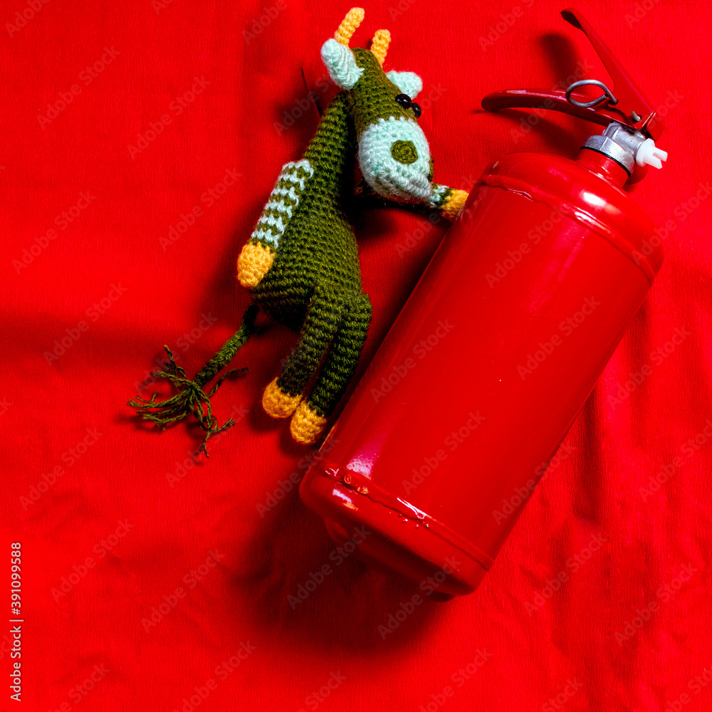 Fire safety poster template. The background is red. Fire Extinguisher ...