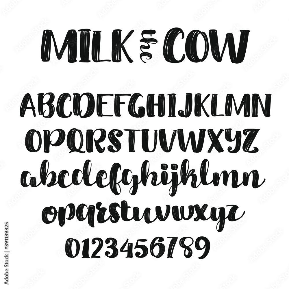 Vector de Stock Script Cursive Bold Font Alphabet | Adobe Stock