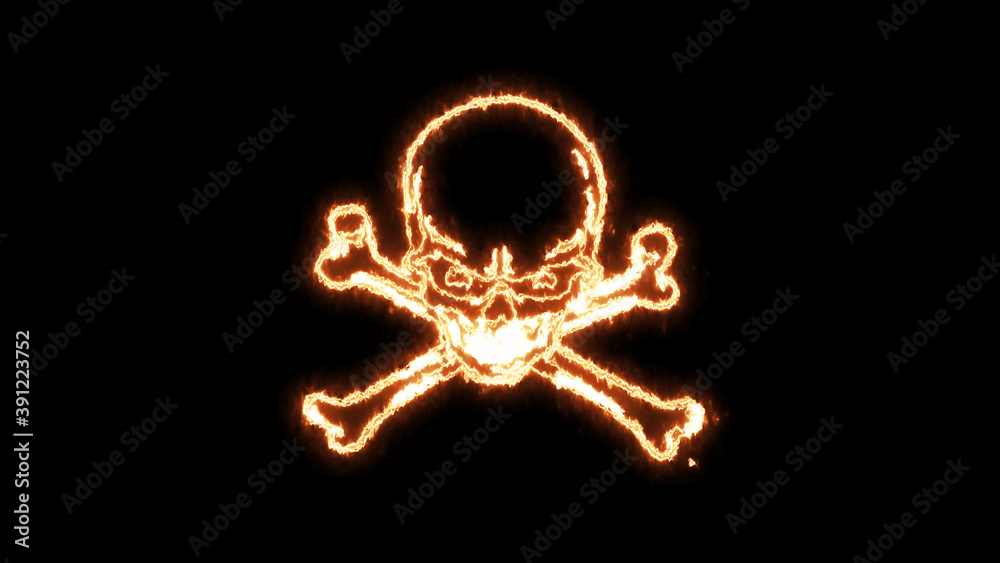 Fire burning skull. Devilish Skull burning Hell with scary, halloween ...
