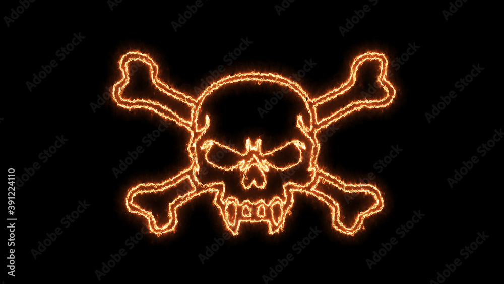 Fire burning skull. Devilish Skull burning Hell with scary, halloween ...