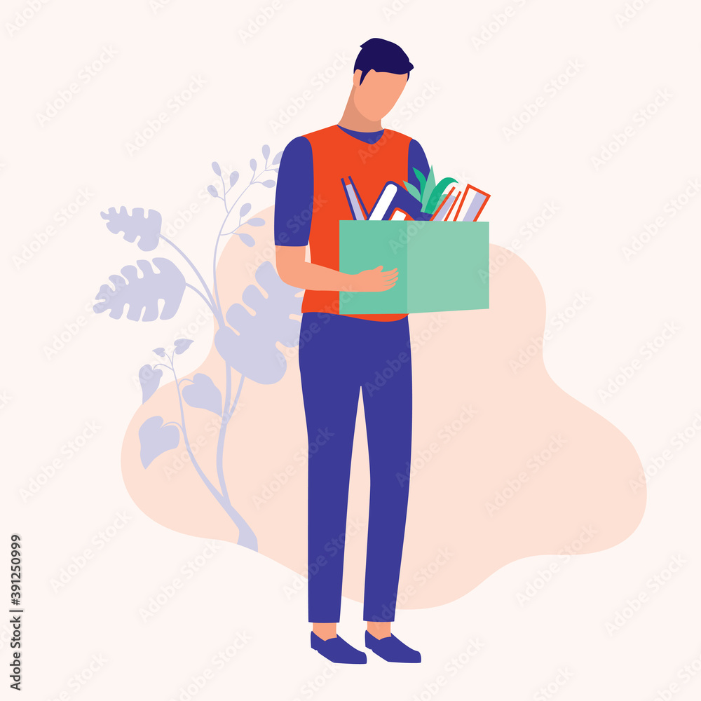 Sad Man Lost His Job. Full Length. Flat Design. Stock Vector | Adobe Stock