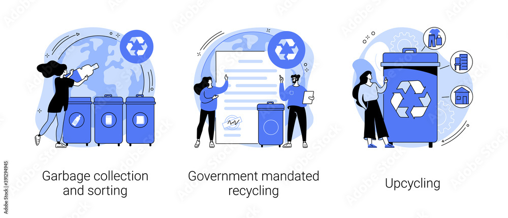 Waste disposal and reuse abstract concept vector illustration set ...