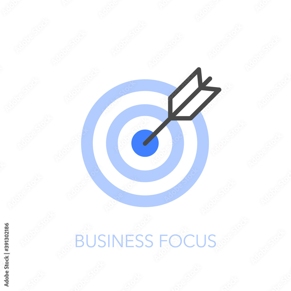 Business focus symbol with target and arrow in the center. Easy to use ...
