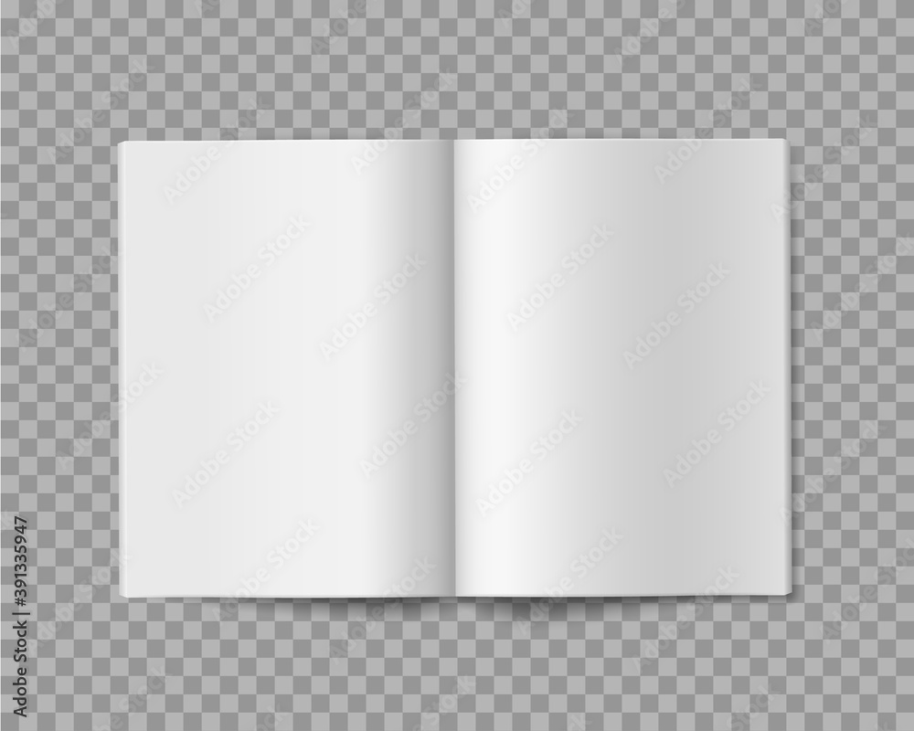 Open book. Realistic blank empty booklet, brochure or magazine template ...