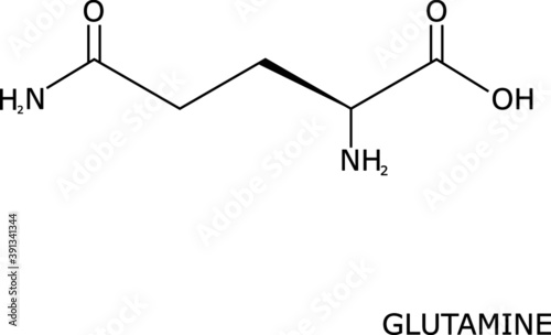 Glutamine molecular structure, isolated on white background with its ...