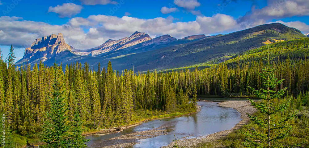 Overlook of River in Banff National Park Stock Photo | Adobe Stock