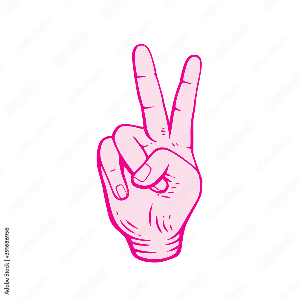 Peace/V hand gesture in vector graphic. Universal symbolism and ...