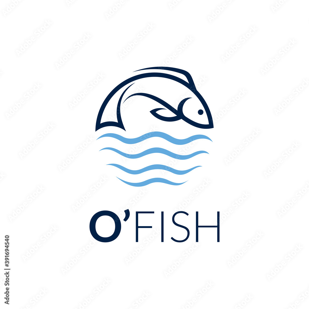 Ocean fish logo, Fishing minimalist logo style Stock Vector | Adobe Stock