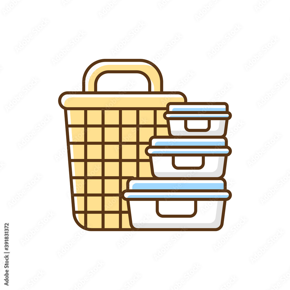 Storage containers RGB color icon. Bins, hampers, drawers. Organization ...