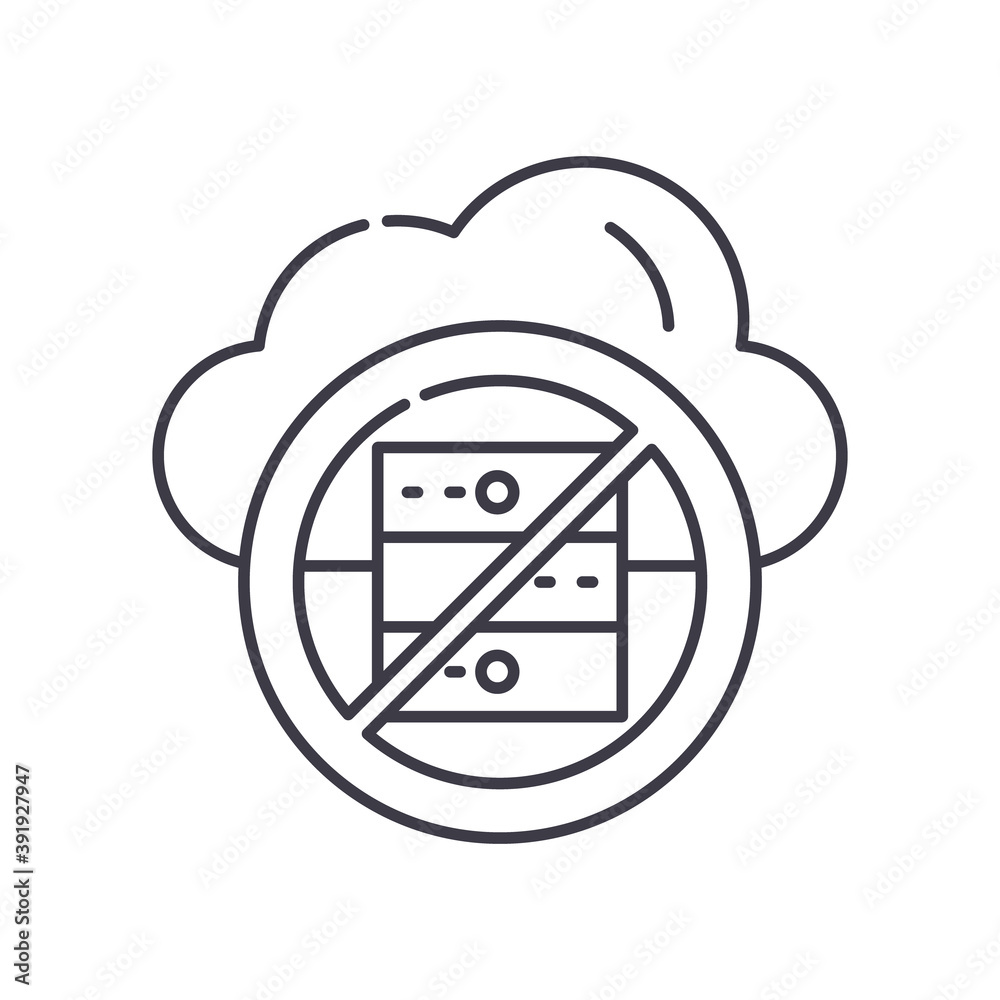 Serverless Technology Icon Linear Isolated Illustration Thin Line