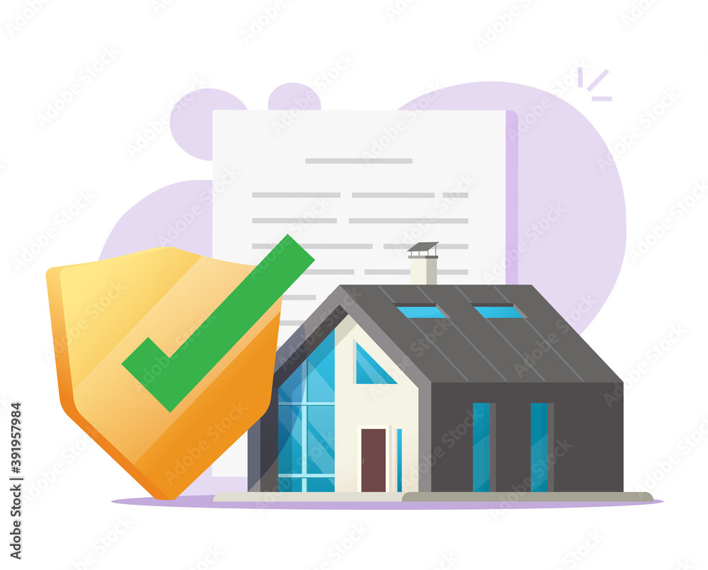 Insurance of home vector 3d cartoon, house protection safety contract ...