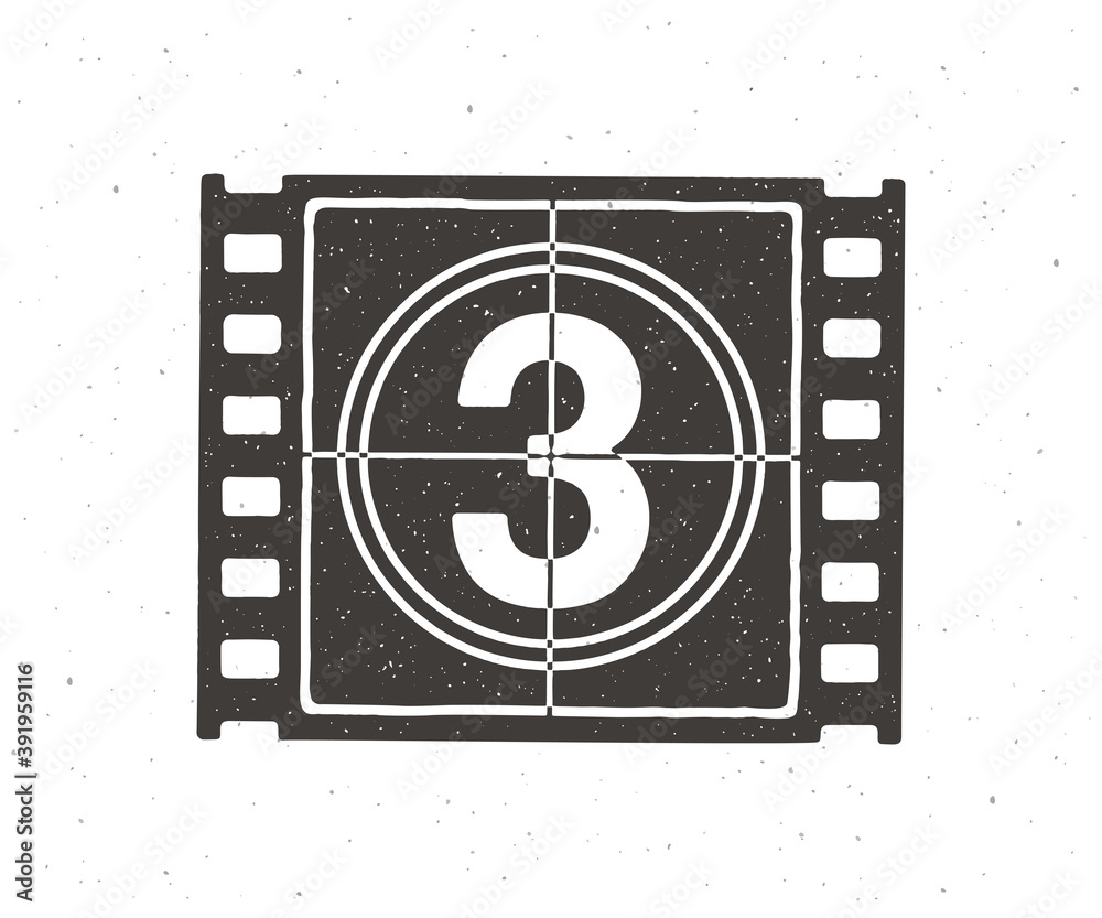 Silhouette of film strip part with countdown timer. Vector illustration ...
