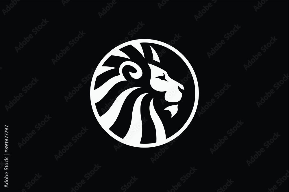 Round Logo Design of Strong Lion Head Stock Vector | Adobe Stock