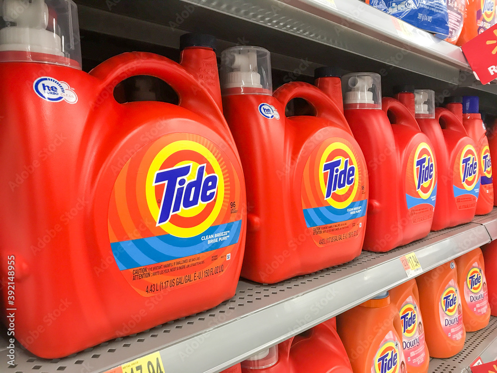 Tide detergent on a store shelf. Stock Photo | Adobe Stock