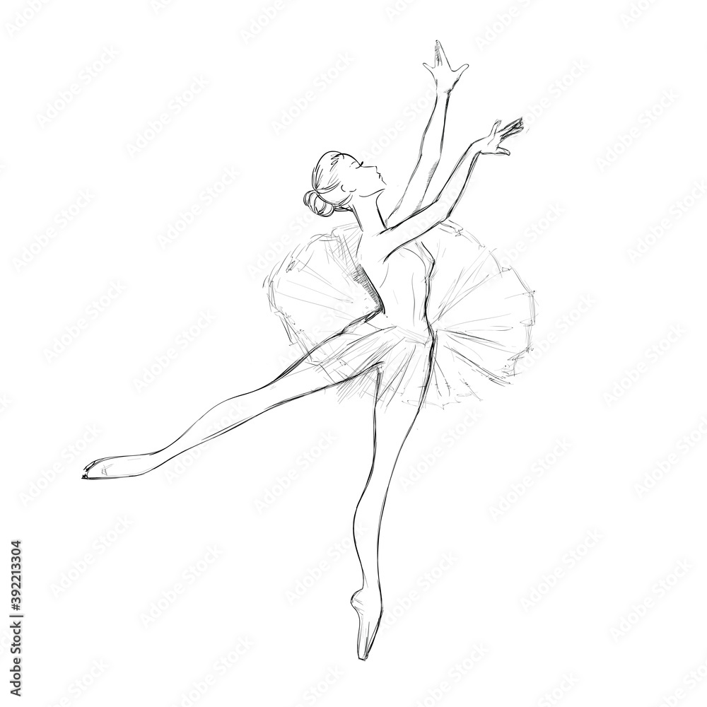 Vector de Stock A Young Ballerina. Freehand Drawing of a Ballet Dancer ...