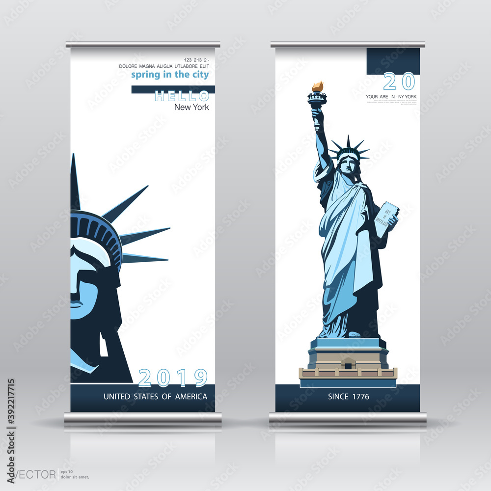 Banner Statue of Liberty. New York, poster. Vertical banner design ...