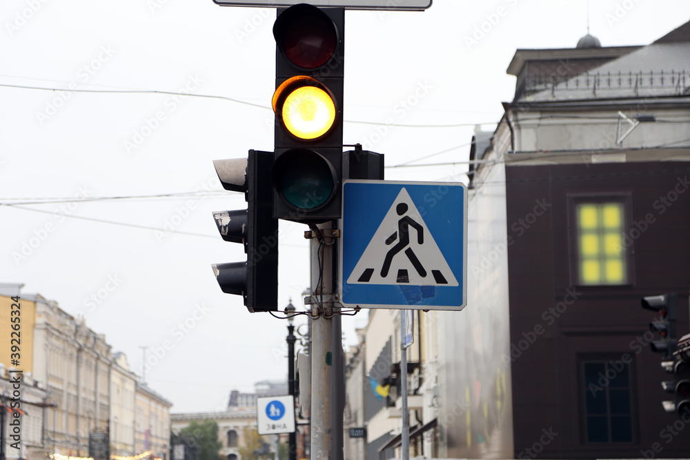 traffic lights and road signs in the city Stock Photo | Adobe Stock