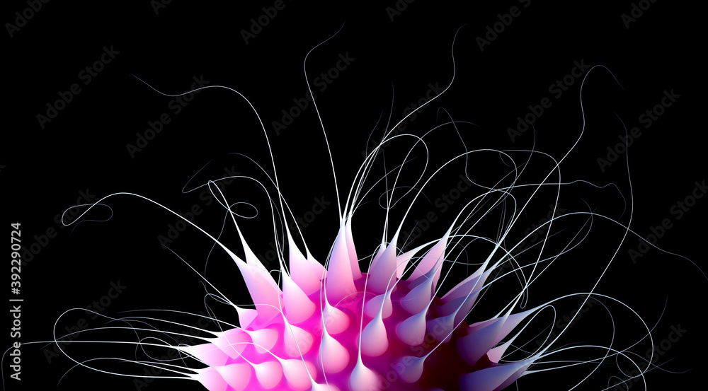 3d render of abstract art part of bacteria or virus organism in ...