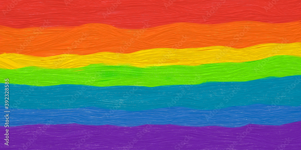 LGBTQ culture concept, art drawing. Rainbow colors of the LGBT flag, a ...