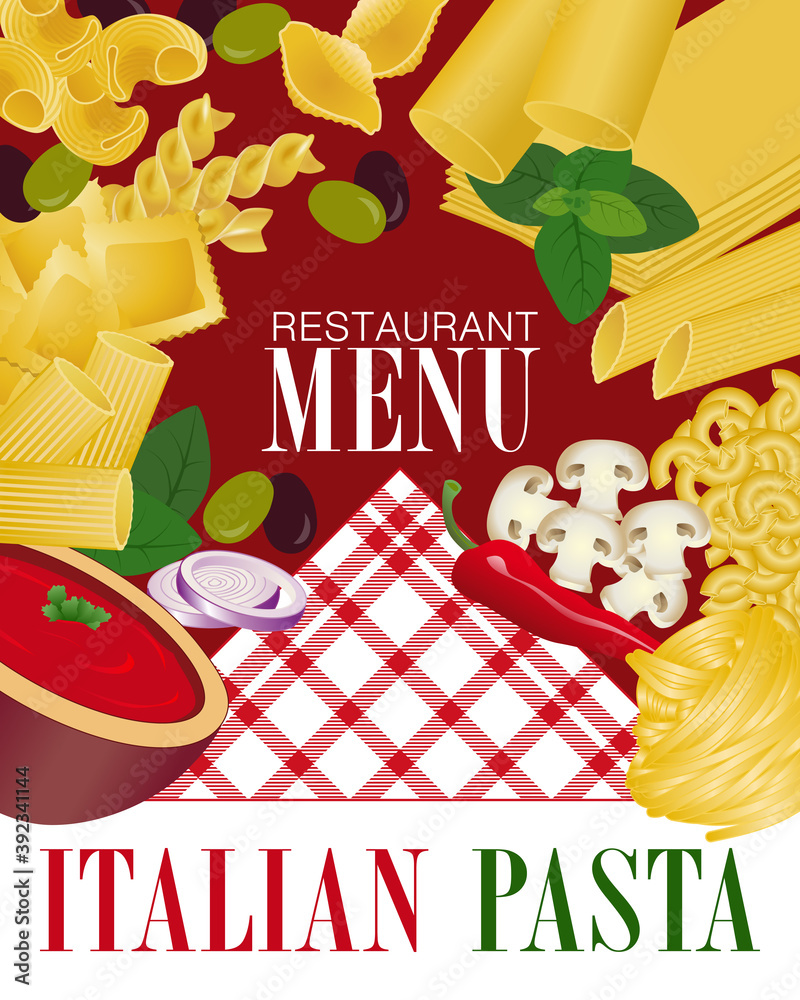 Vector de Stock Couverture pour un menu de restaurant italien avec ...