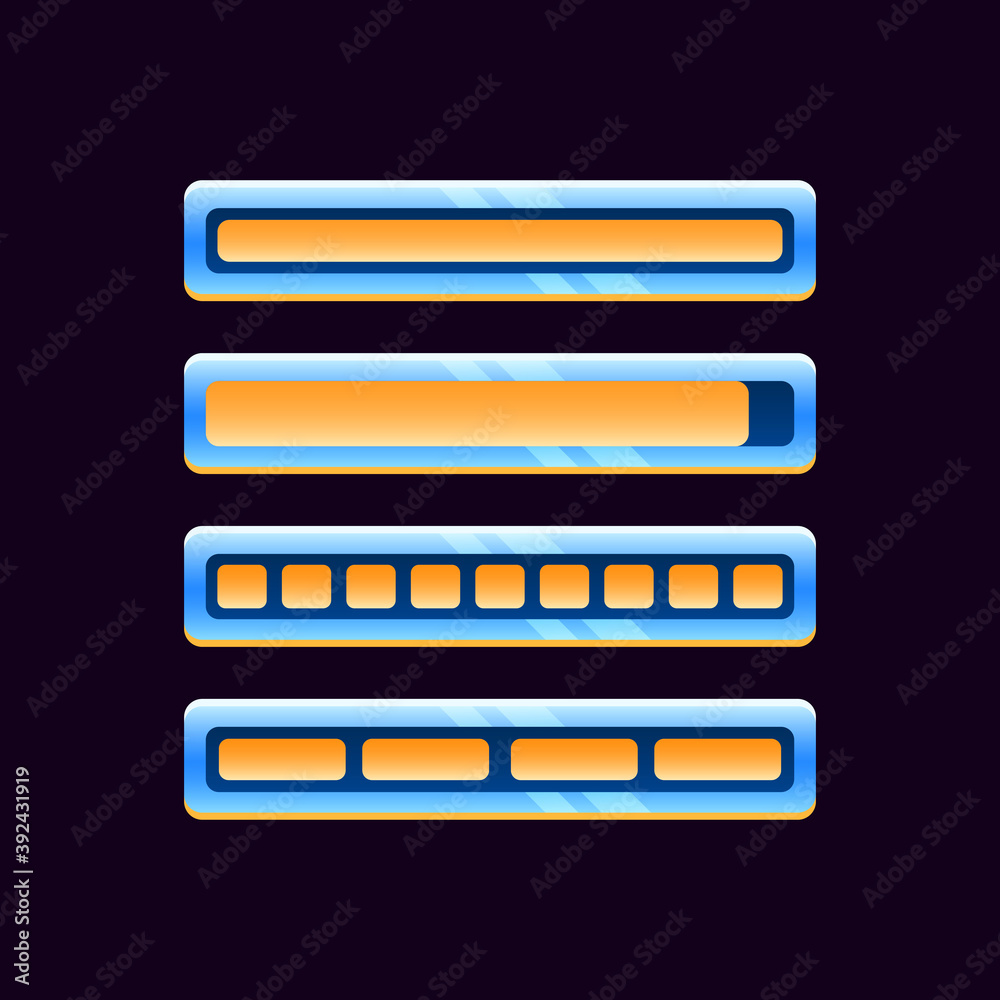 Set of spacee game ui loading progress bar in various style for gui ...