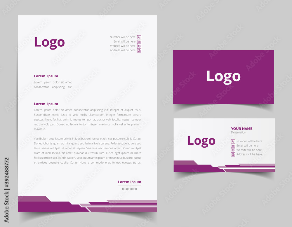 Letterhead template design and business card set design. corporate ...