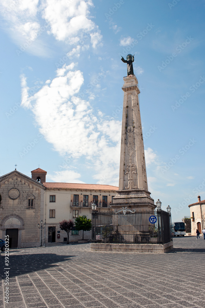 Old town centre with the obelisk devoted to patron Saint Cono and the ...