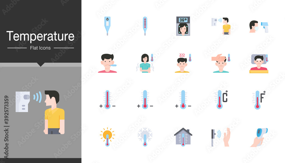 Temperature icons. Flat design. For presentation, graphic design ...