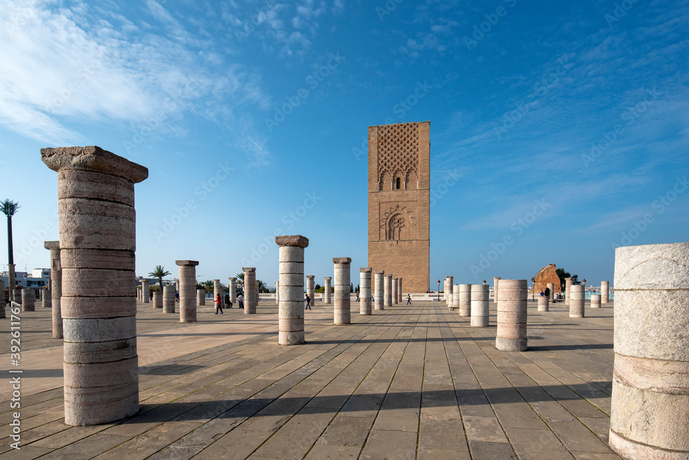 The Mausoleum of Mohammed V and the Hassan Tower on the Yacoub al ...