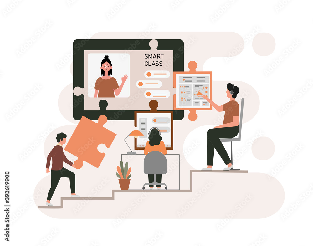 E-learning, online education at home concept. Distance education ...