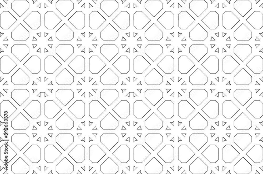 Black and white 2D CAD drawing of Islamic geometric pattern. Islamic ...