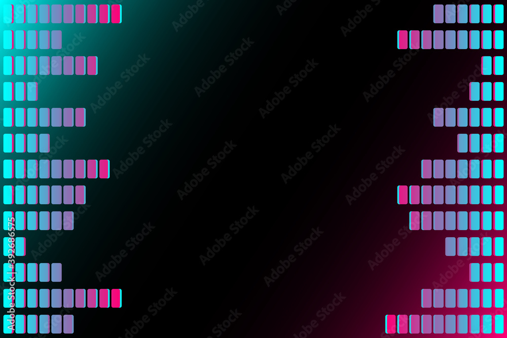 Abstract sound blocks. Colourful equalizer isolated on black background ...